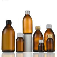 China Medical Oral Liquid Amber Glass Syrup Bottle 60ML 100ML 500ML With Aluminum Cap for sale