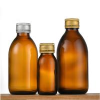 China Medical Oral Liquid Amber Glass Syrup Bottle 60ML 100ML 500ML With Aluminum Cap for sale