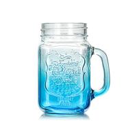 China ODM Coloured Glass Coffee Cups 16 Oz Mason Jar Straw Lid Wide Mouth for sale