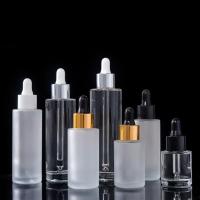China 37*92mm Empty Pipette Glass Cosmetic Serum Dropper Bottle 10ml Flat Shoulder for sale
