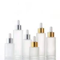 China 37*92mm Empty Pipette Glass Cosmetic Serum Dropper Bottle 10ml Flat Shoulder for sale