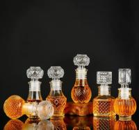 China Diamond Creative Round Crystal Glass Bottles Miniature 50ml Whisky UV Coating for sale
