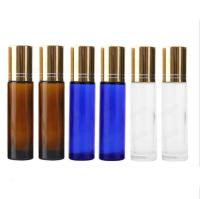 China White Blue 10ml Amber Glass Roller Bottles ISO SGS With SS Ball for sale