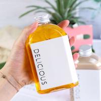 China 350ml Plastic Juice Disposable Beverage Bottles Tasteless Odorless Flat Shape for sale