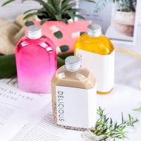 China 350ml Plastic Juice Disposable Beverage Bottles Tasteless Odorless Flat Shape for sale