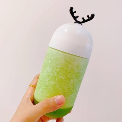 China Soda Can Screw Tops 350ml Plastic Milk Bottle Cute Antler Screw Cap Color Coating for sale