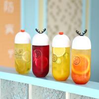 China Soda Can Screw Tops 350ml Plastic Milk Bottle Cute Antler Screw Cap Color Coating for sale