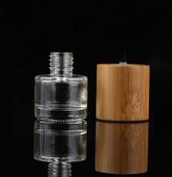 China High Quality Nail Polish Bottle Bamboo Cap Glass Cosmetic Containers for sale