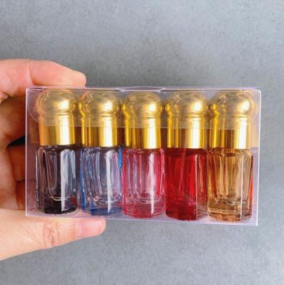 China Clear Roller Glass Cosmetic Containers 6ml 3ml Octagonal Glass Bottle for sale