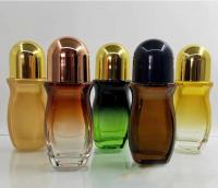 China H6.85in D2.68in Glass Cosmetic Containers Round Octagonal Perfume Roller Bottles for sale