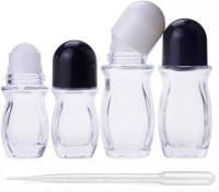China H6.85in D2.68in Glass Cosmetic Containers Round Octagonal Perfume Roller Bottles for sale