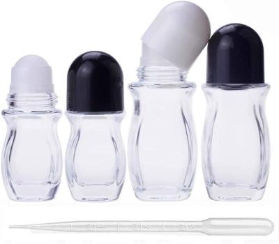 China H6.85in D2.68in Glass Cosmetic Containers Round Octagonal Perfume Roller Bottles for sale