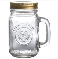 China ISO14001 Glass Storage Bottles Crackproof Country Fair Mason Jar Mugs 5.25in for sale