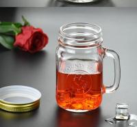 China ISO14001 Glass Storage Bottles Crackproof Country Fair Mason Jar Mugs 5.25in for sale