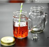 China ISO14001 Glass Storage Bottles Crackproof Country Fair Mason Jar Mugs 5.25in for sale