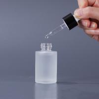 China Glass Cosmetic Containers Flat Shoulder Frosted Cosmetic Serum Dropper Bottle for sale