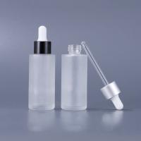 China Glass Cosmetic Containers Flat Shoulder Frosted Cosmetic Serum Dropper Bottle for sale