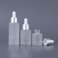 China Glass Cosmetic Containers Flat Shoulder Frosted Cosmetic Serum Dropper Bottle for sale