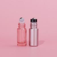 China 10ml Glass Cosmetic Containers Ampty Pink Essential Oil Glass Roller Bottle for sale