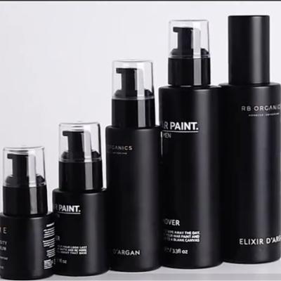 China 5000pcs Airless Black Glass Lotion Bottle Serum 150ml With Pump Sprayer for sale