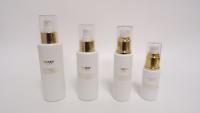 China SGS 4oz Frosted Glass Lotion Bottle Containers Flat Shoulder With Spray Pump for sale