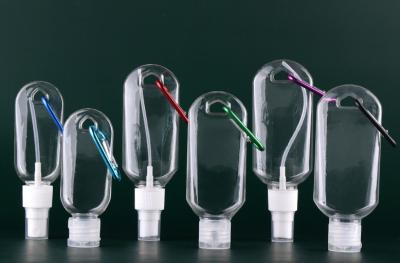 China Eco Keychain Spray Bottles PET Refillable Portable Hand Sanitizer 2.1oz for sale