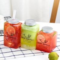 China ISO14001 500ml Square Plastic Beverage Bottles Bubble Tea And Soda for sale