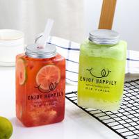 China ISO14001 500ml Square Plastic Beverage Bottles Bubble Tea And Soda for sale