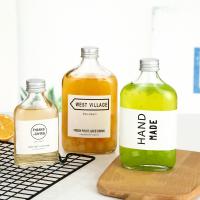 China OEM PB Free Flat Crystal Glass Bottles 500ml For Vodka Beverage Juice for sale