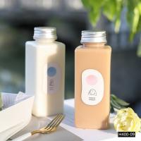 China Disposable Plastic Beverage Bottles 16 Oz 400ml Clear Square PET Bottles BPA Free for sale
