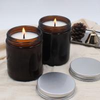 China Custom Label 250ml Amber Transparent Glass Jars Candle ODM Airtight Lids Odorless for sale
