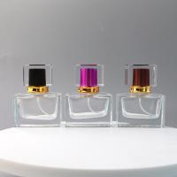 China Anodized Pump 30ml Perfume Glass Bottle SGS Square Luxury Cosmetic Containers for sale