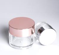 China Round Acrylic Luxury Double Wall Cosmetic Jar 50g To 200g Antitear for sale