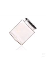 China Square Glass Storage Bottles 750ml 26.5oz Spice Jars With Black Lids for sale
