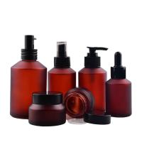 China 200ml Amber Glass Cosmetic Containers 7oz For Lotion Essential Oil for sale