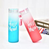 China 400ml Colored Frosted Glass Water Bottle Borosilicate Portable reusable for sale