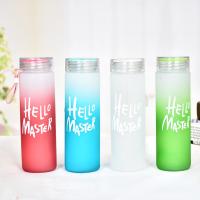 China 400ml Colored Frosted Glass Water Bottle Borosilicate Portable reusable for sale