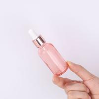 China Round Glass Cosmetic Containers Pink Dropper Bottle 10ml To 100ml for sale