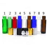 China 10ml Glass Cosmetic Container Colorful Roll On Bottle 10ml With Metal Screw Cap for sale