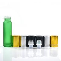China 10ml Glass Cosmetic Container Colorful Roll On Bottle 10ml With Metal Screw Cap for sale