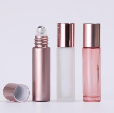 China 5ml Glass Cosmetic Containers Rose Gold Roller Bottles Hot Stamping for sale