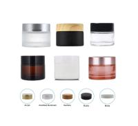 China Amber Anodized Gold Bamboo Lid Glass Cosmetic Containers 15g for sale