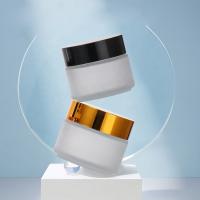 China Amber Anodized Gold Bamboo Lid Glass Cosmetic Containers 15g for sale