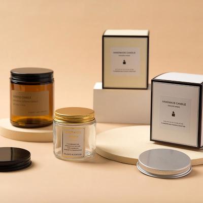 China Glass Cosmetic Containers 4oz 8oz 16oz Clear Amber Straight Side Glass Jar with lid for sale