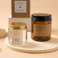 China Glass Cosmetic Containers 4oz 8oz 16oz Clear Amber Straight Side Glass Jar with lid for sale