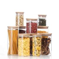 China Dry Fruit High Borosilicate Glass Storage Bottles Sustainable ODM Bamboo Lid for sale