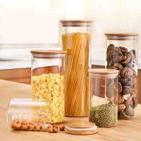 China Dry Fruit High Borosilicate Glass Storage Bottles Sustainable ODM Bamboo Lid for sale