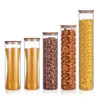 China Dry Fruit High Borosilicate Glass Storage Bottles Sustainable ODM Bamboo Lid for sale