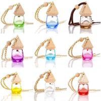 China Essential Oil Diffuser Aromatherapy Air Freshener Colorful Glass Empty Car Perfume Bottle for sale