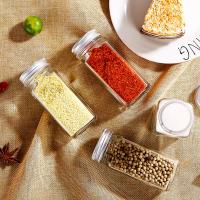 China 2.8*2.8*10.5cm Transparent Glass Jars 4oz Square Glass Spice Jars Condiment for sale